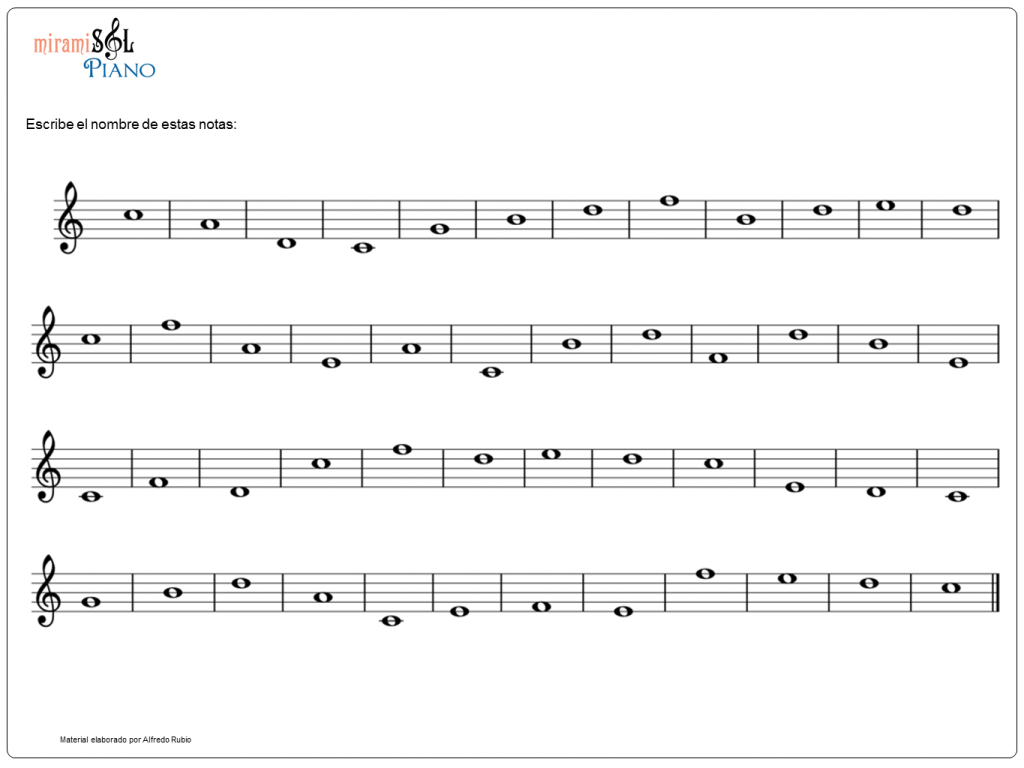 Identificar notas en clave de sol – Miramisol Piano